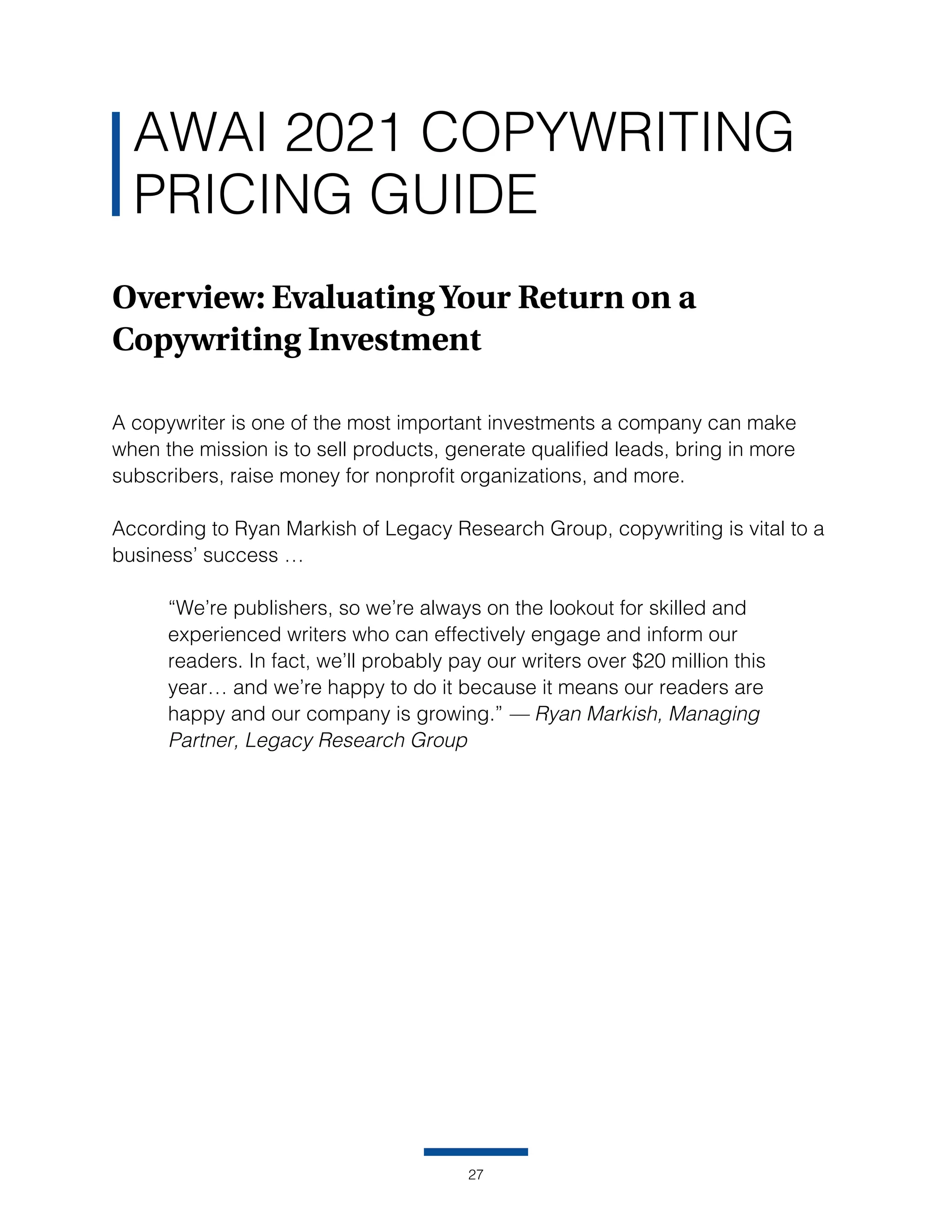 Rep awai copywriting_pricing_guide | PDF