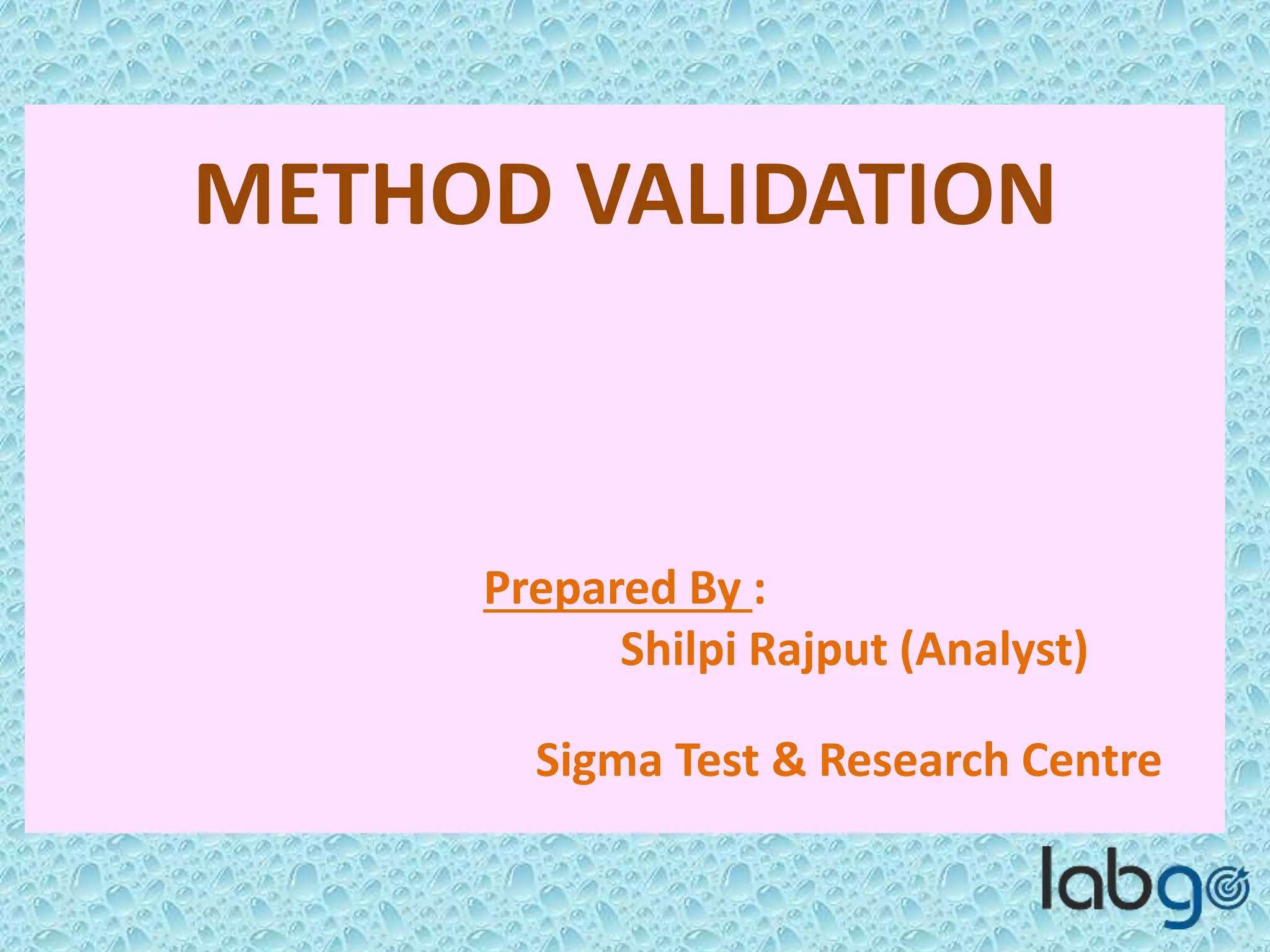 Method Validation - Repeatability | PPTX