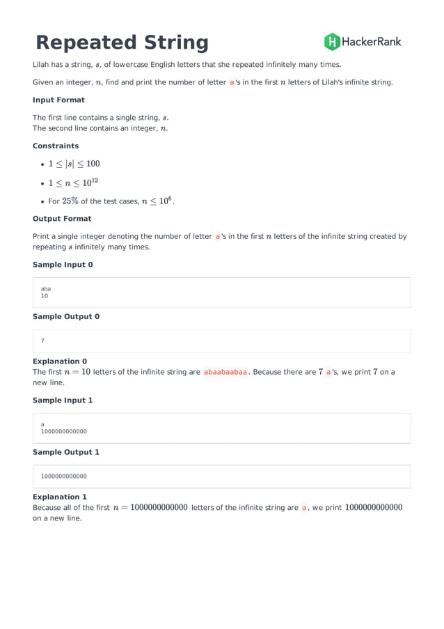HackerRank Repeated String Problem | PDF