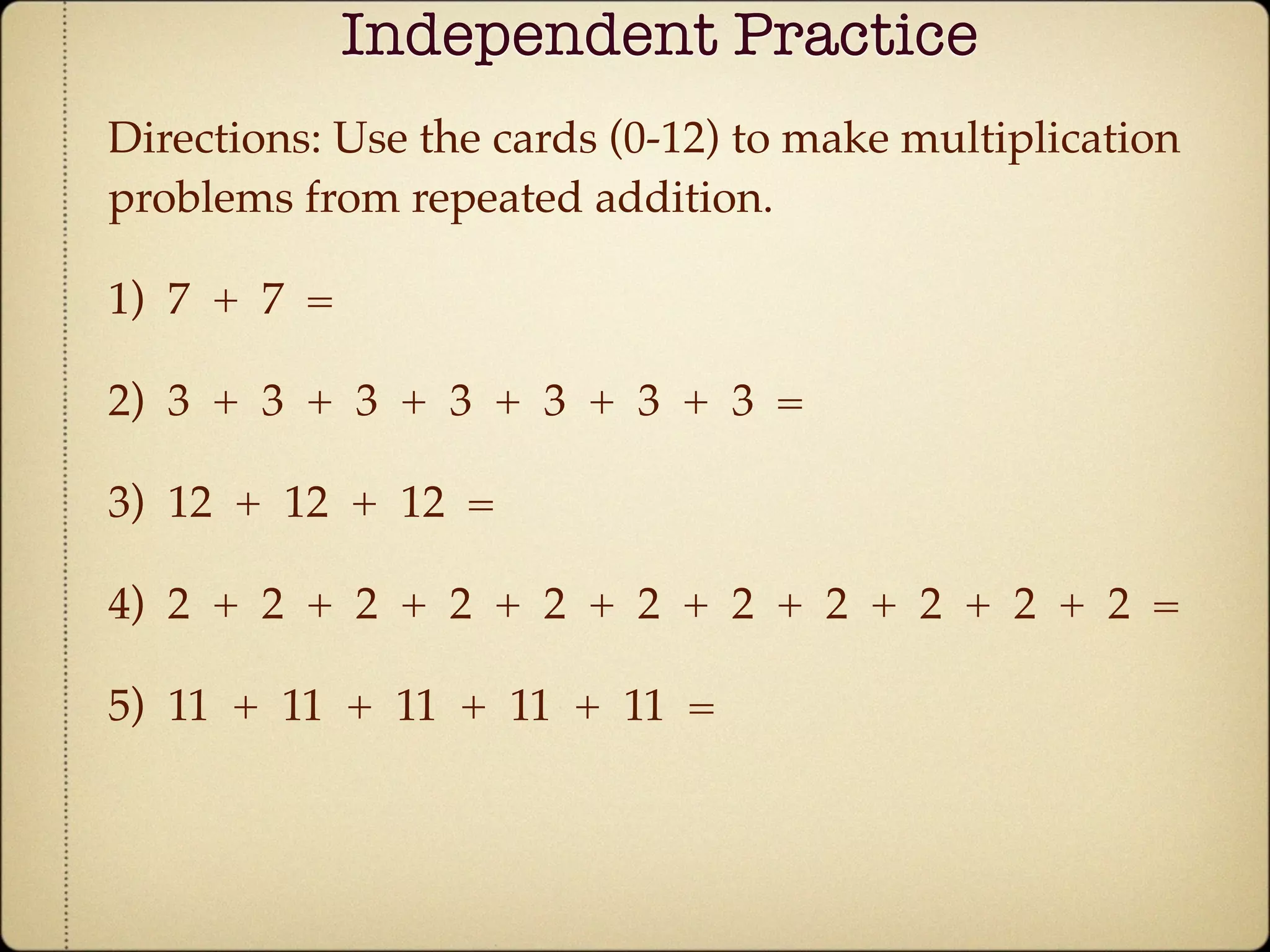 Repeated addition hands on | ZIP