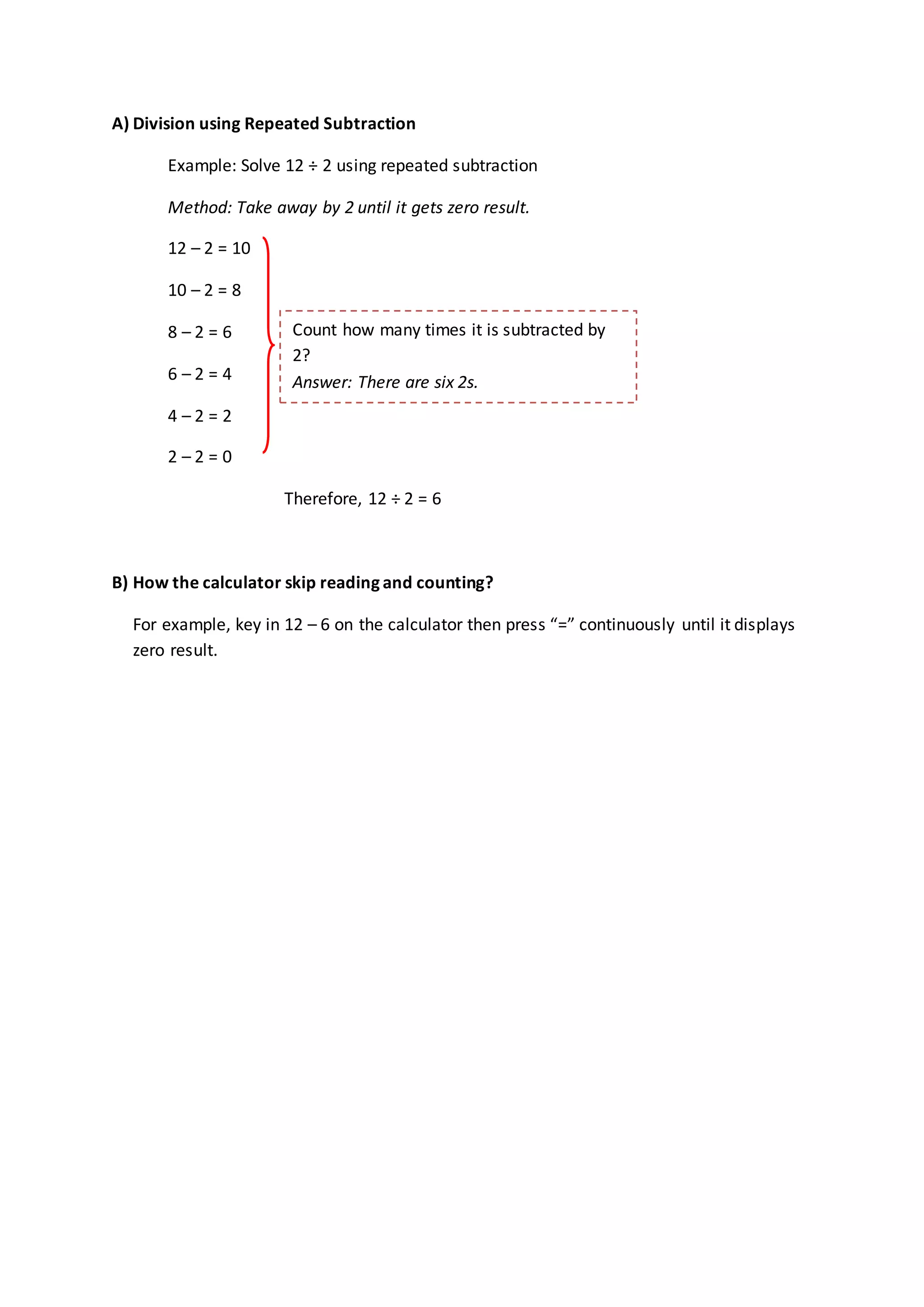 Repeated subtraction | DOCX