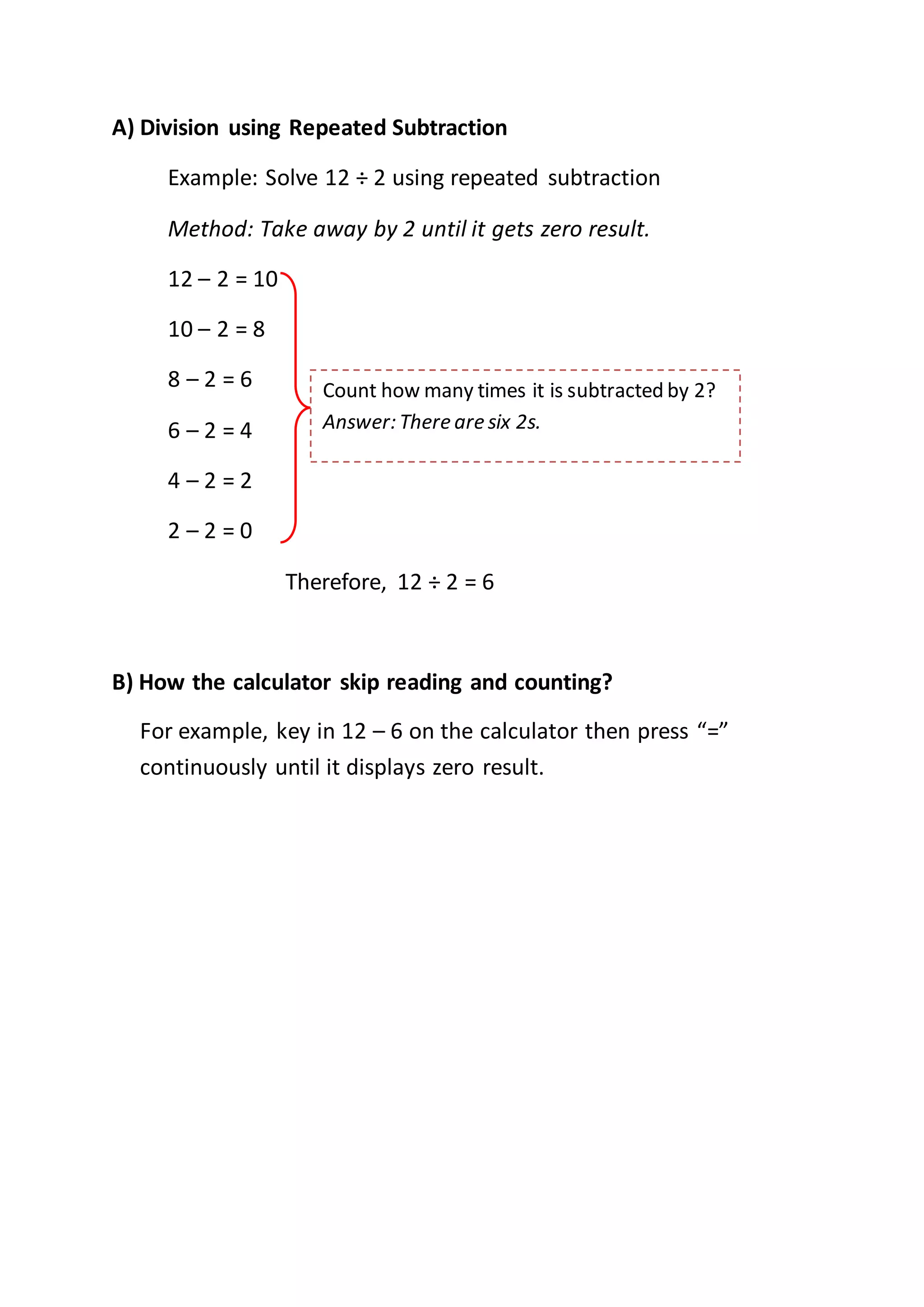Repeated subtraction | DOCX