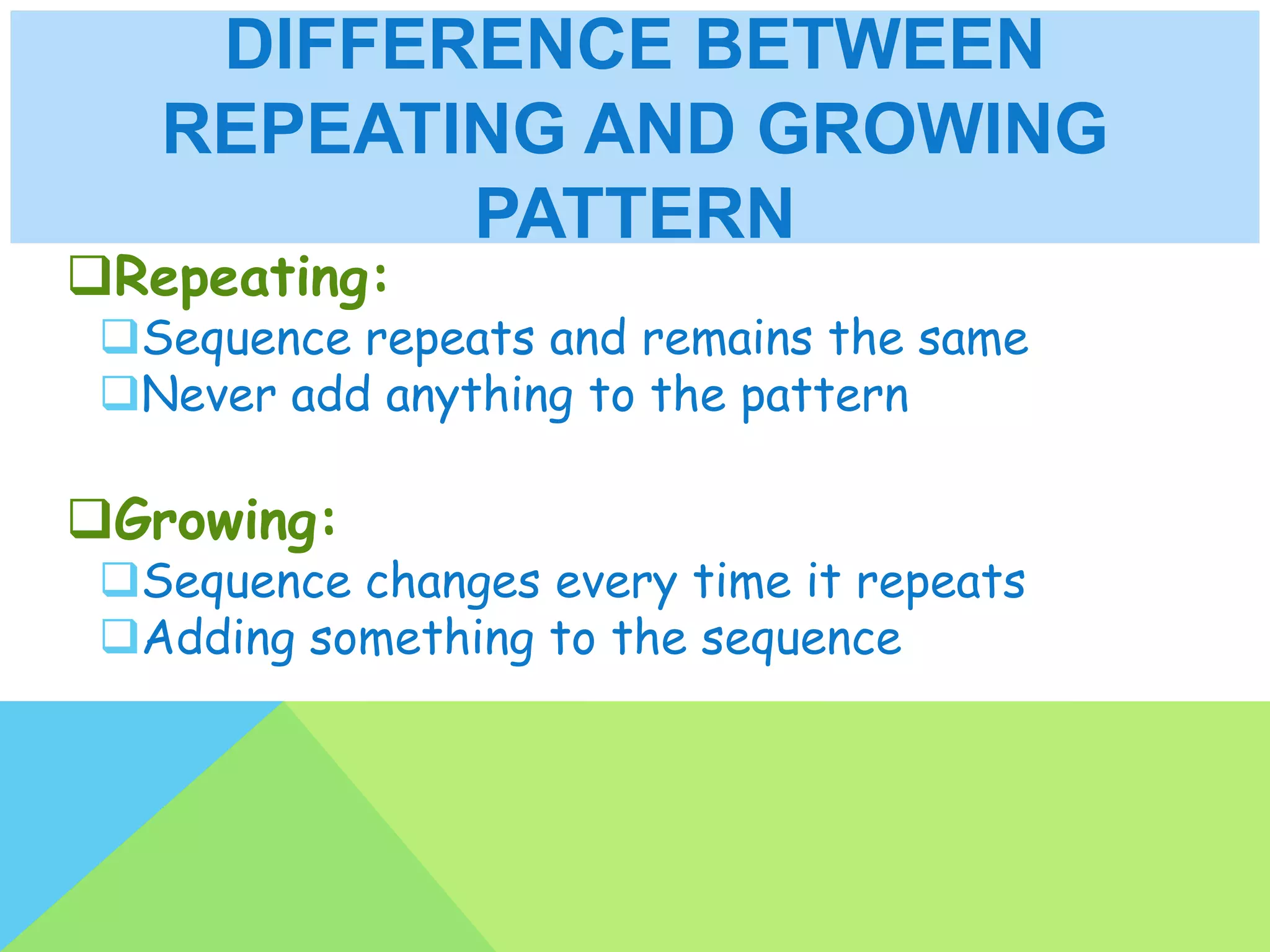 Repeating and growing patterns | PDF