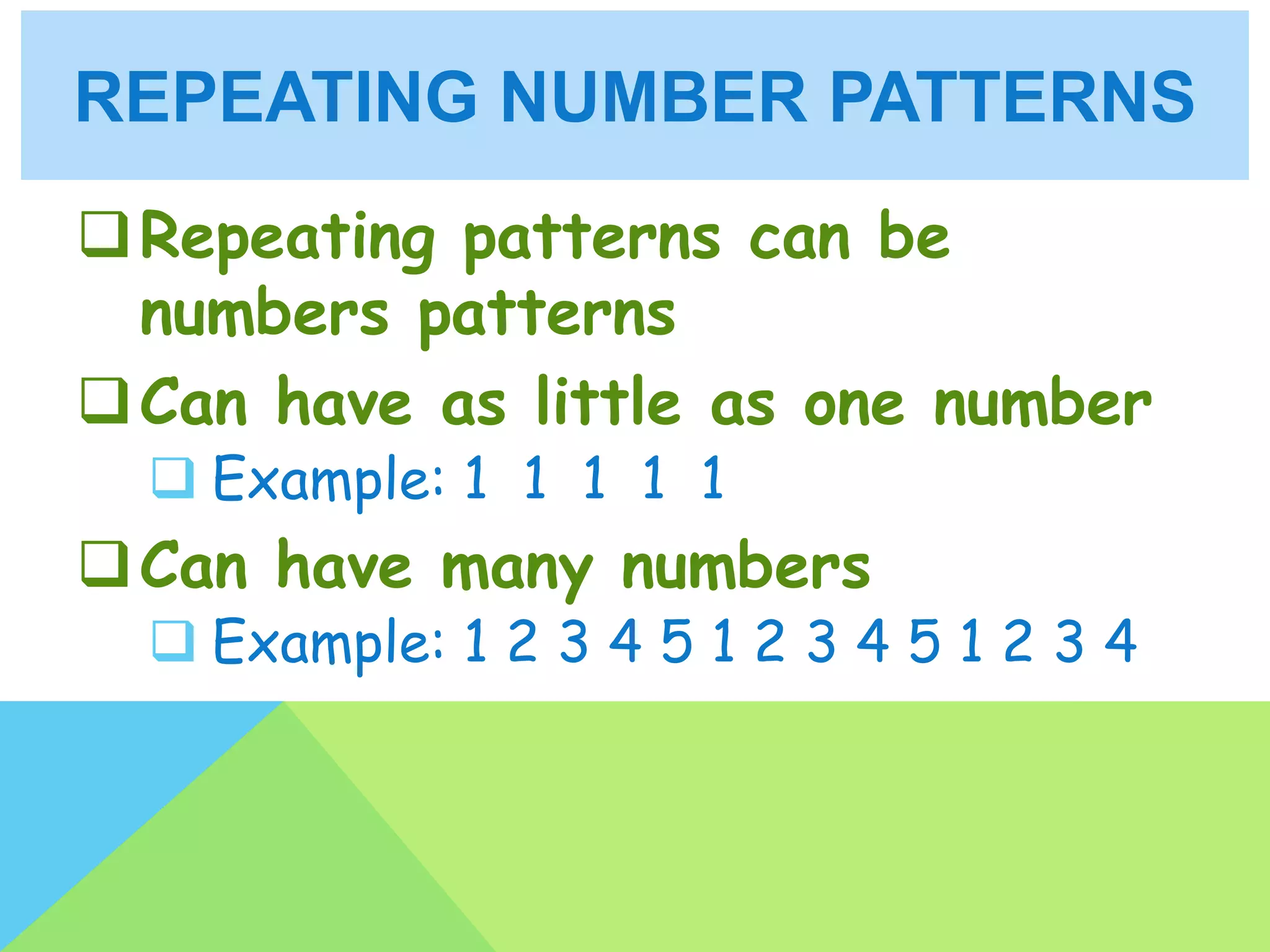 Repeating and growing patterns | PDF