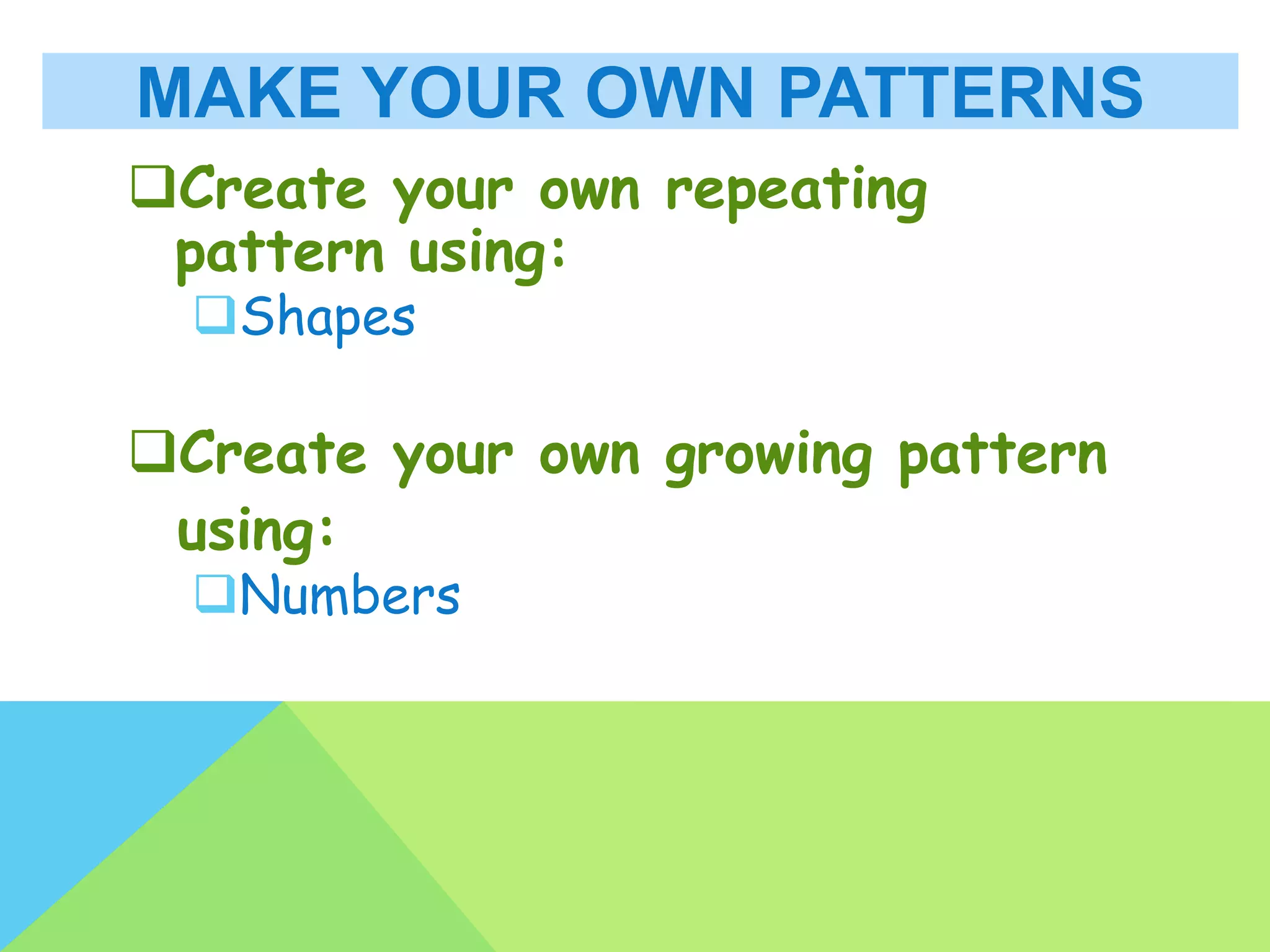 Repeating and growing patterns | PPTX