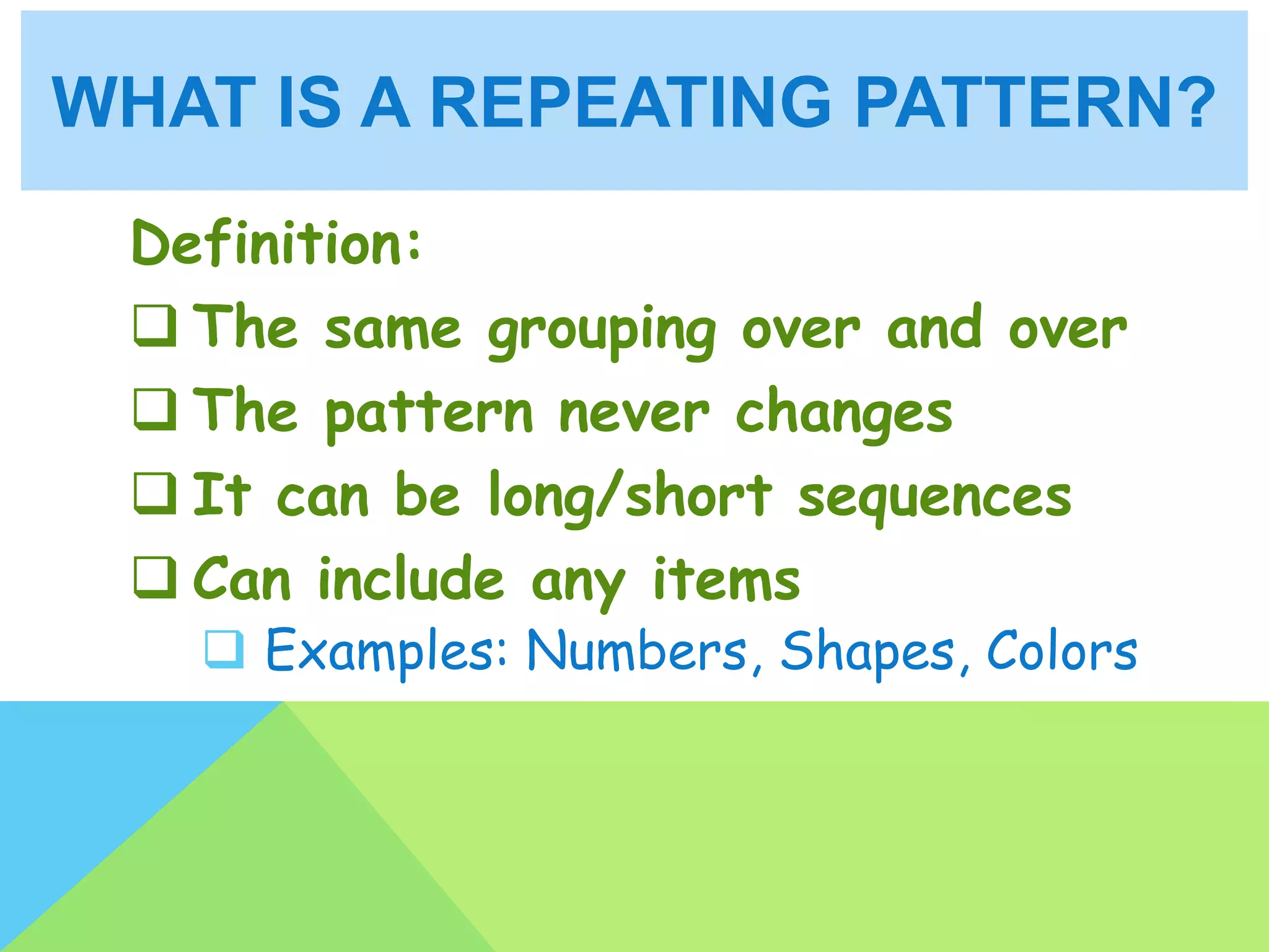 Repeating and growing patterns | PPTX