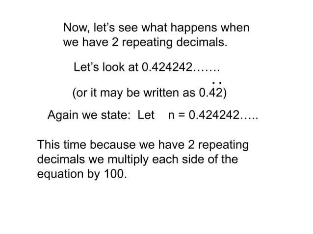 Repeating decimal to fraction 1 | PPTX