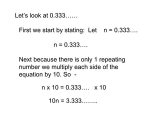 Repeating decimal to fraction 1 | PPTX