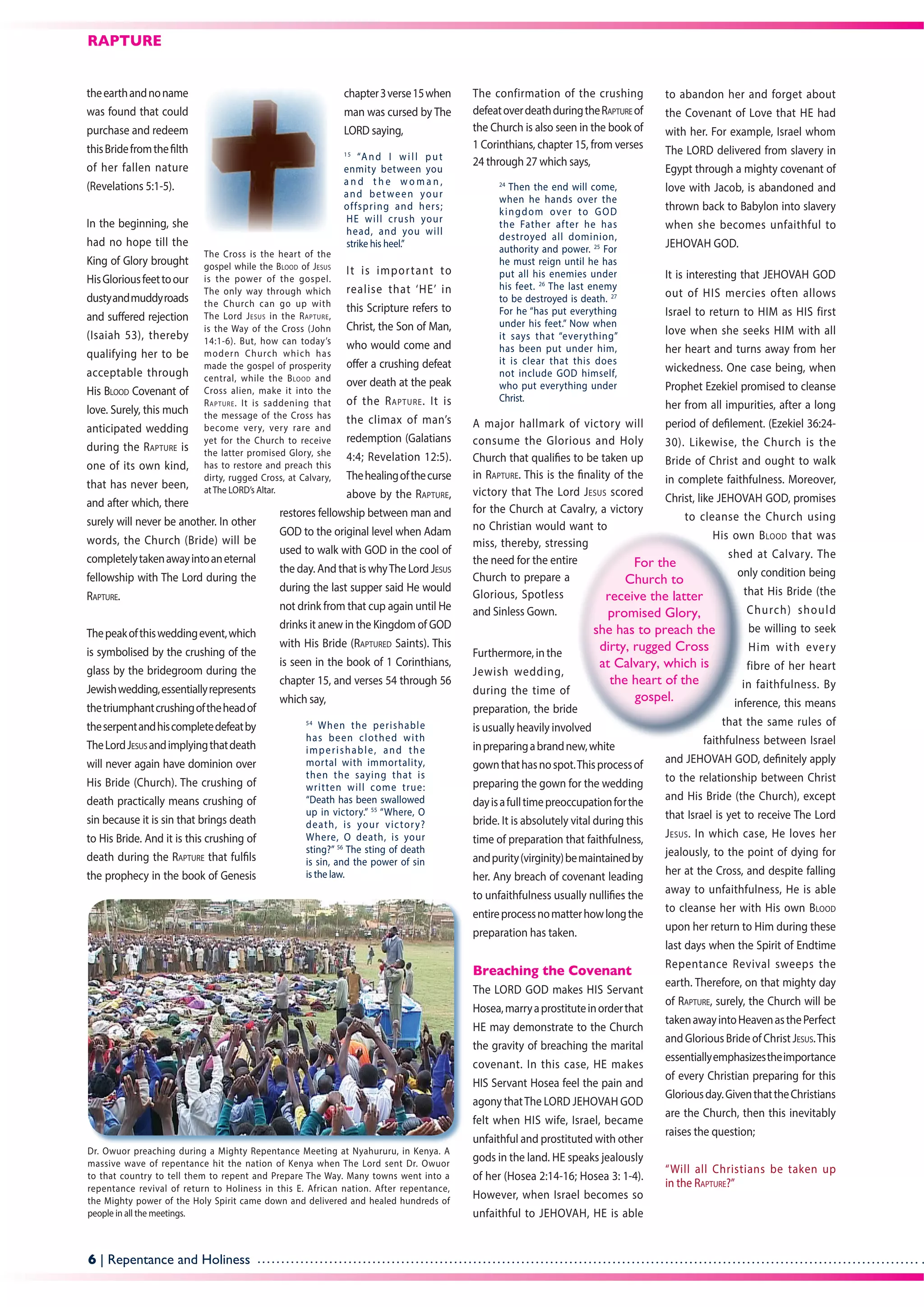 Repentance and Holiness Magazine Vol 1 - The Rapture of the Church | PDF