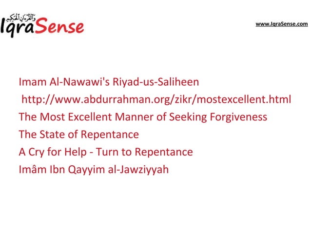 Repentance and Tawbah in Islam from Quran Hadith | PPT