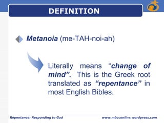 Repentance: Responding To God | PPT