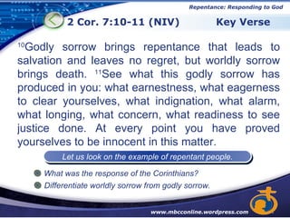 Repentance: Responding To God | PPT