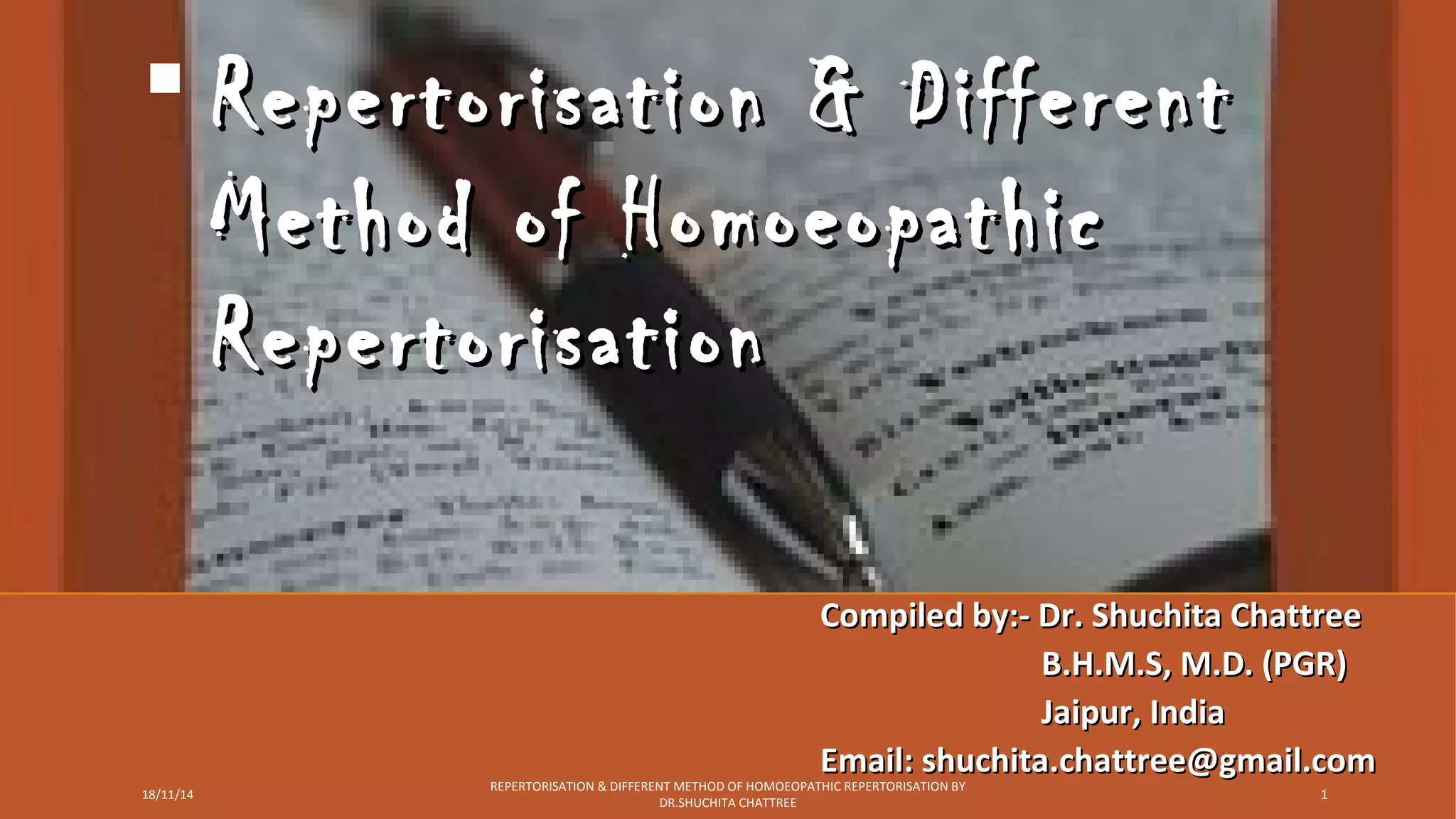 Repertorisation & different method of homoeopathic repertorisation | PPS