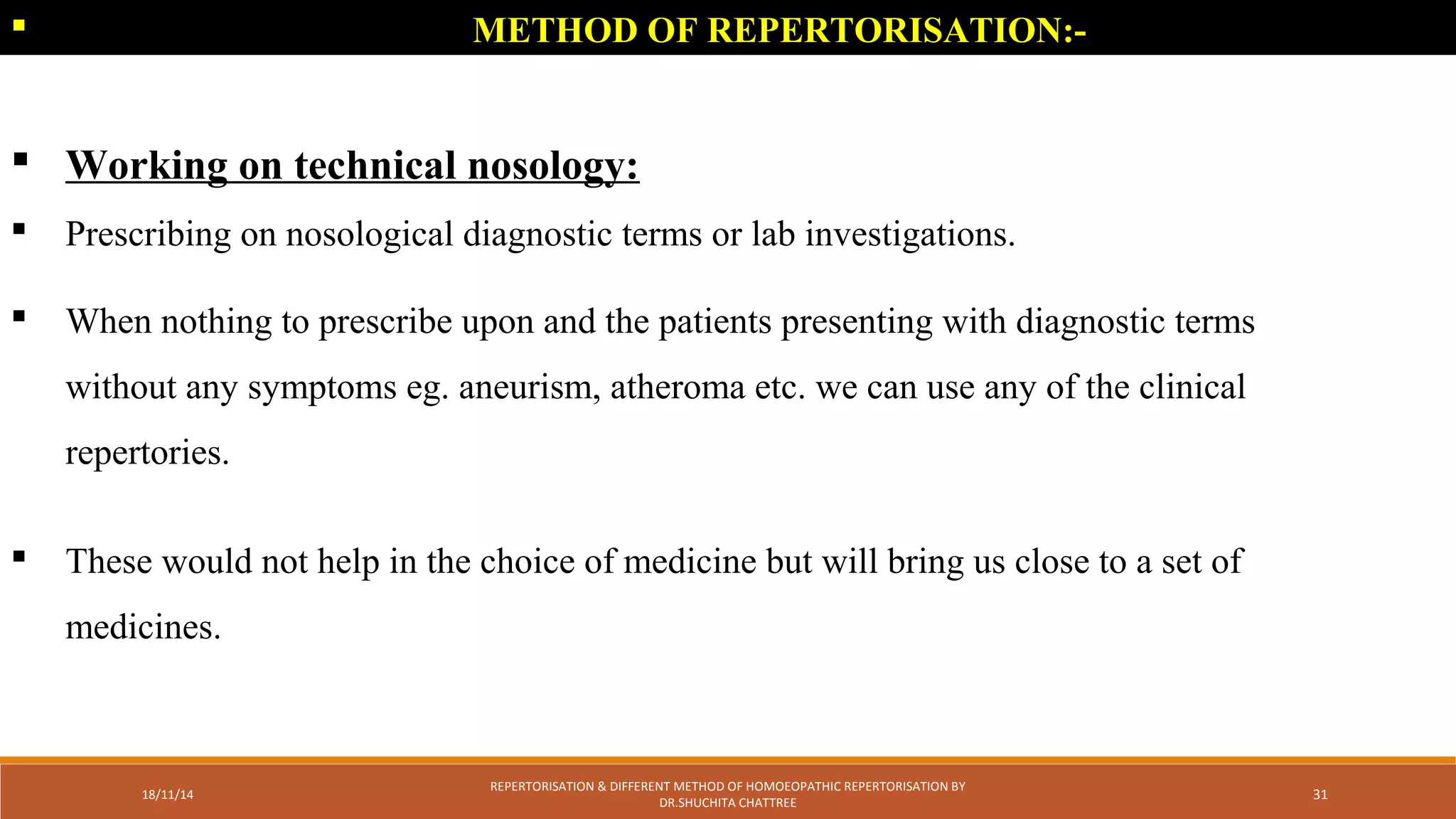 Repertorisation & different method of homoeopathic repertorisation | PPS