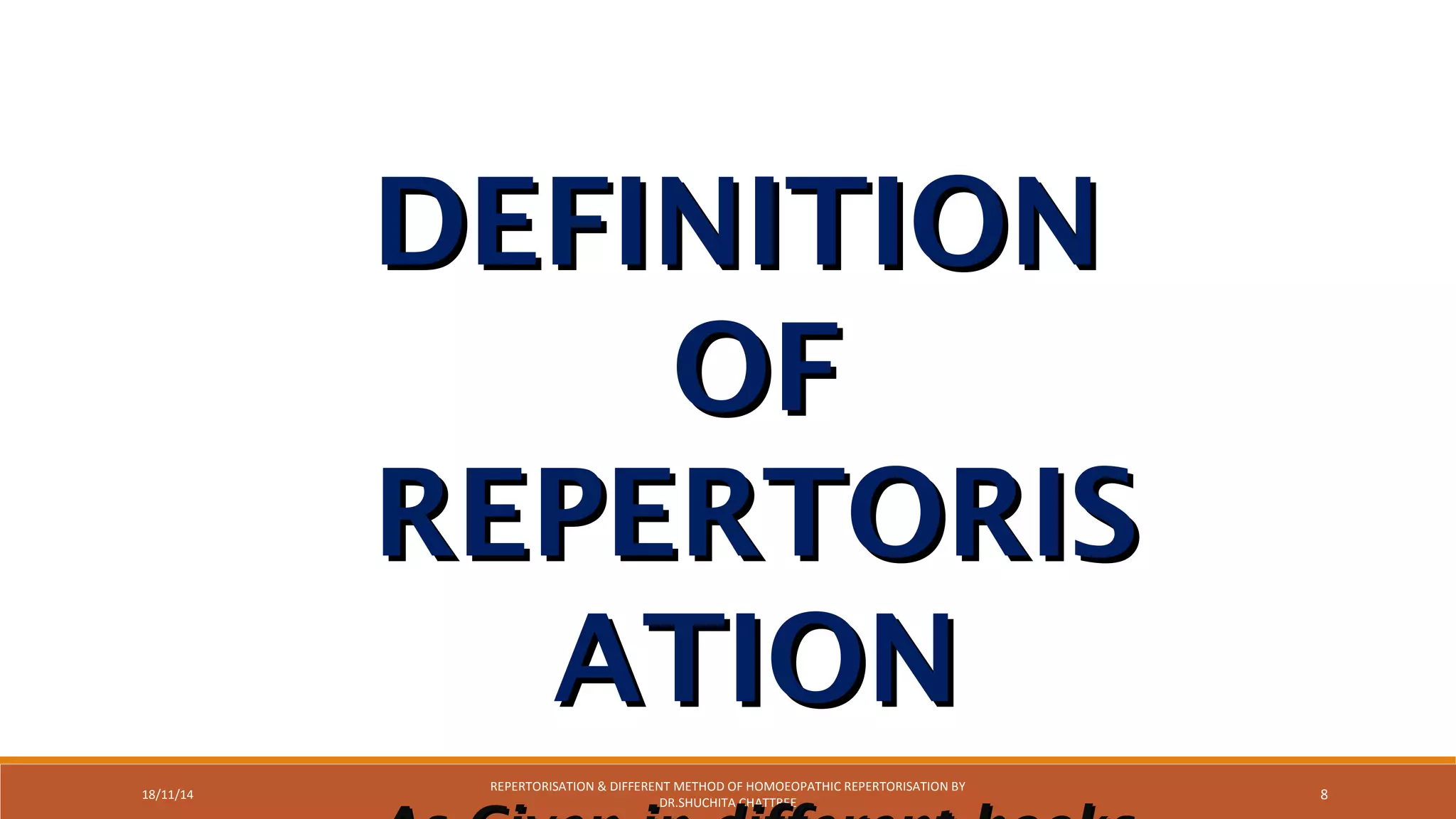 Repertorisation & different method of homoeopathic repertorisation | PPS