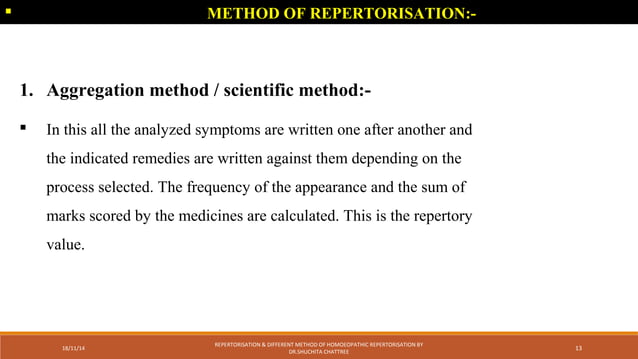 Repertorisation & different method of homoeopathic repertorisation ...