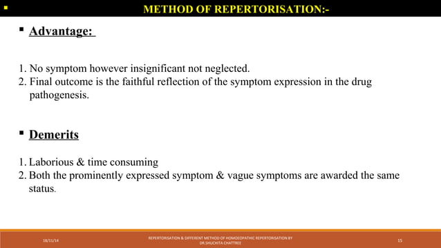 Repertorisation & different method of homoeopathic repertorisation ...