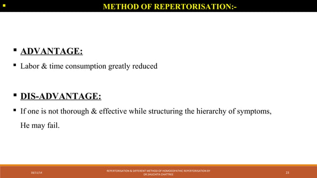 Repertorisation & different method of homoeopathic repertorisation ...