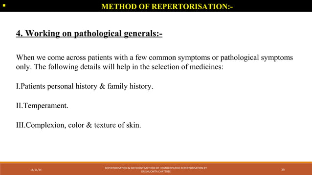 Repertorisation & different method of homoeopathic repertorisation ...