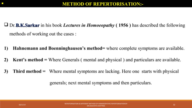 Repertorisation & different method of homoeopathic repertorisation ...