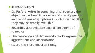 Repertory to the symptoms of rheumatism, sciatica | PPTX