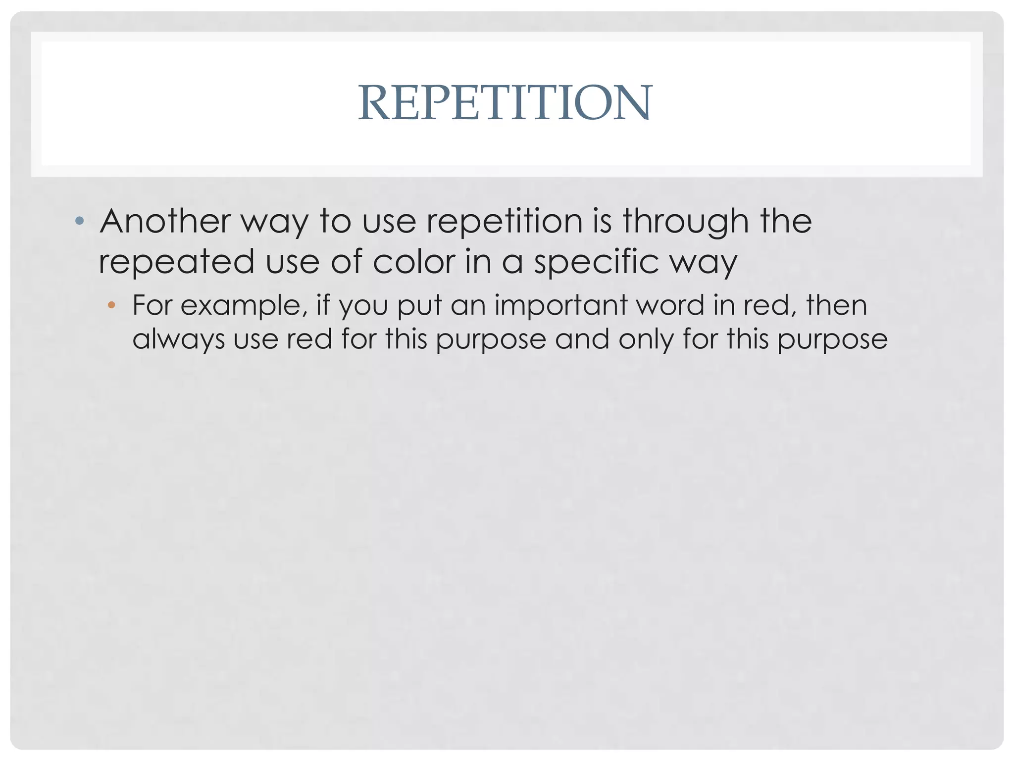 Repetition and Unity | PPT