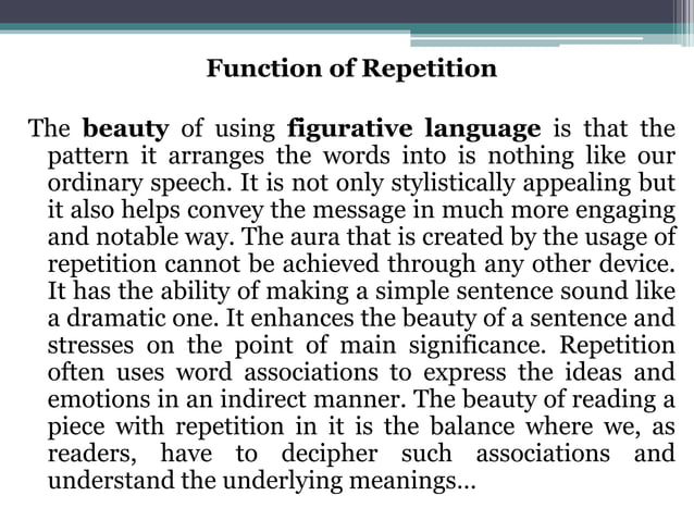 Repetition (tool in stylistic) | PPTX | Books and Literature