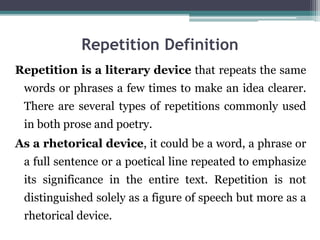 What does repetition mean store