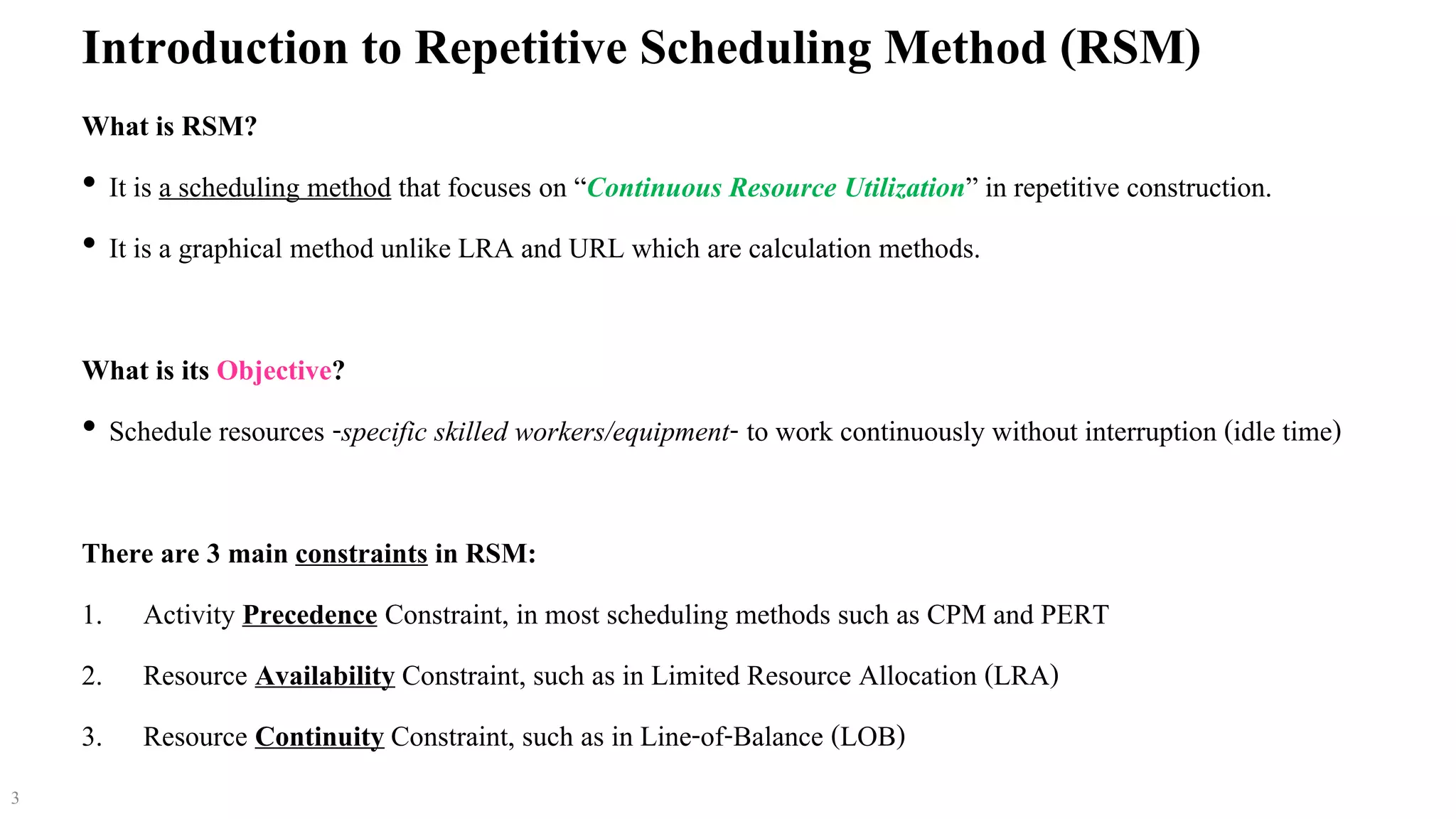 Repetitive Scheduling Method RSM | PDF