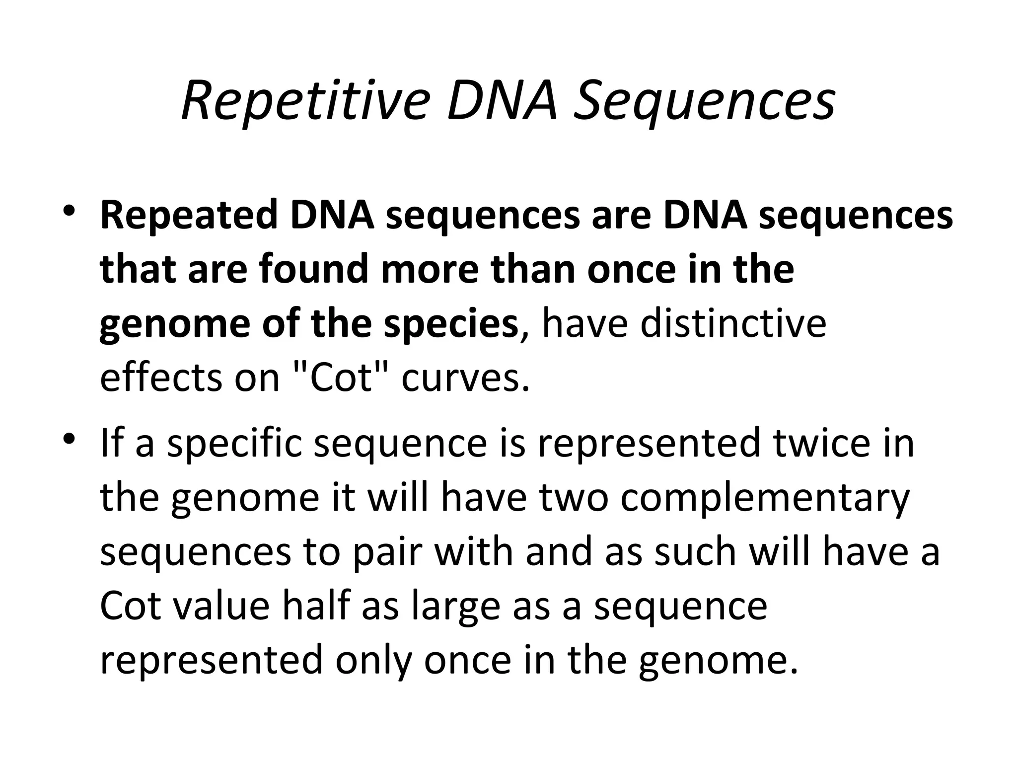 Repetitive sequences in the eukaryotic genome | PPT