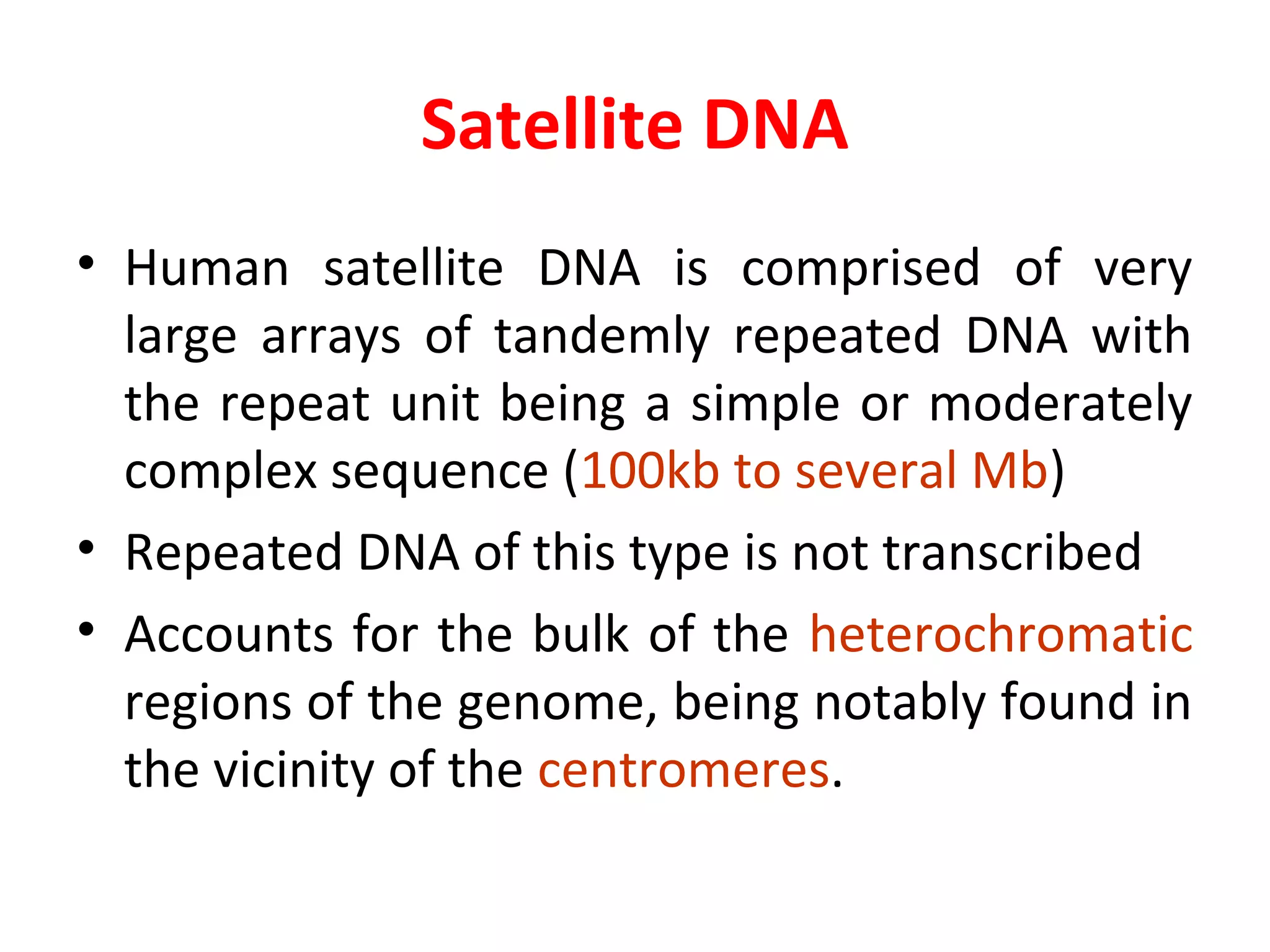 Repetitive sequences in the eukaryotic genome | PPT | Chemistry | Science