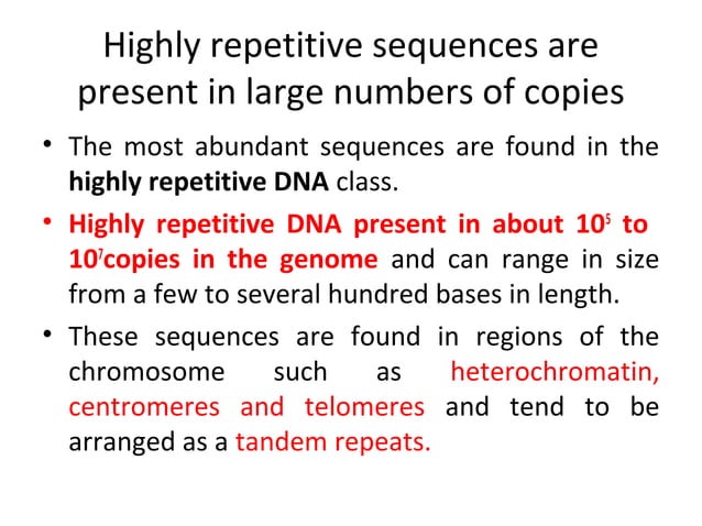 Repetitive sequences in the eukaryotic genome | PPT | Chemistry | Science