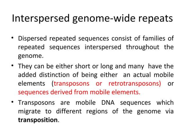 Repetitive sequences in the eukaryotic genome | PPT | Chemistry | Science