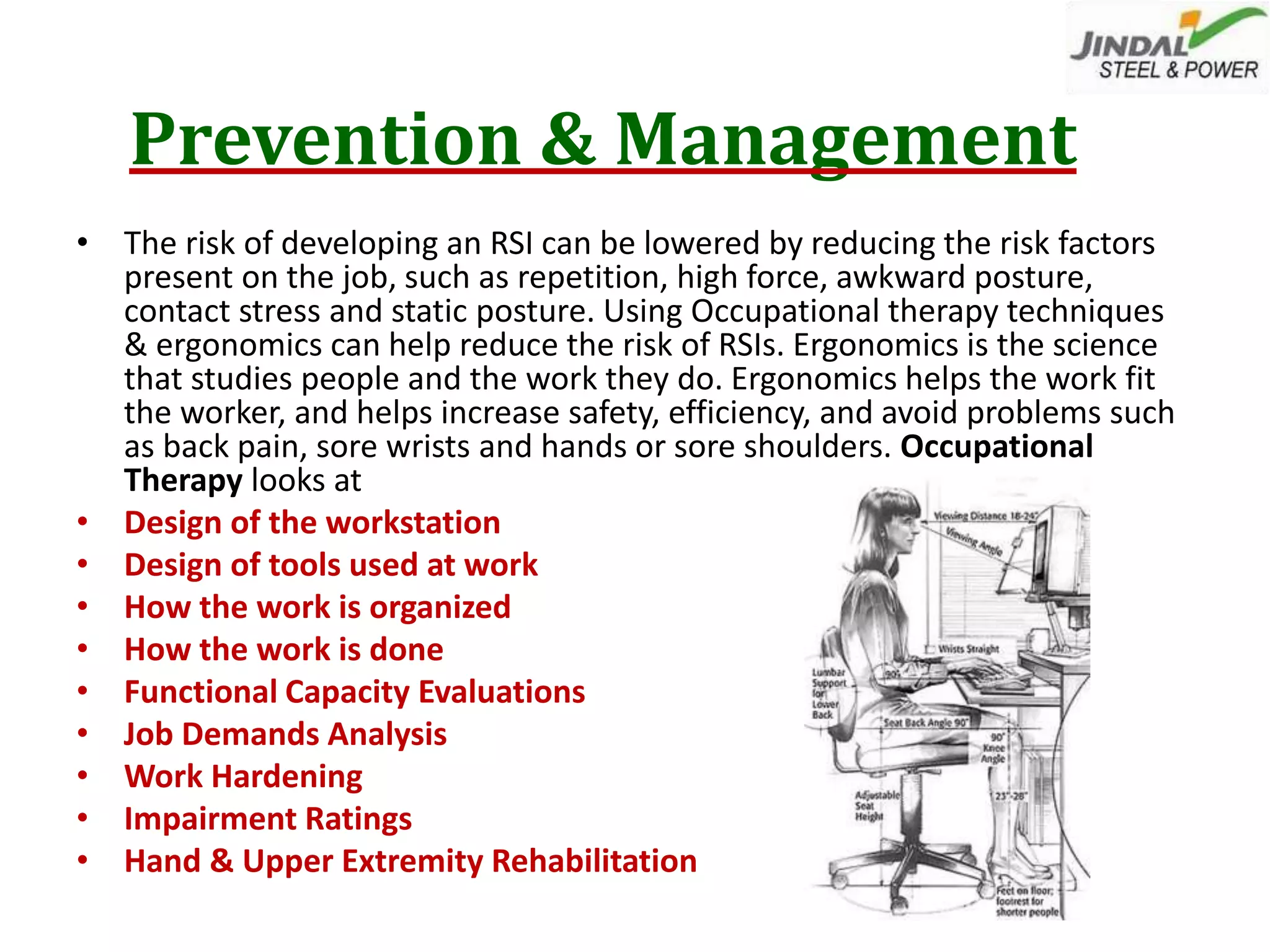 Repetitive stress injuries, prevention & management | PPTX
