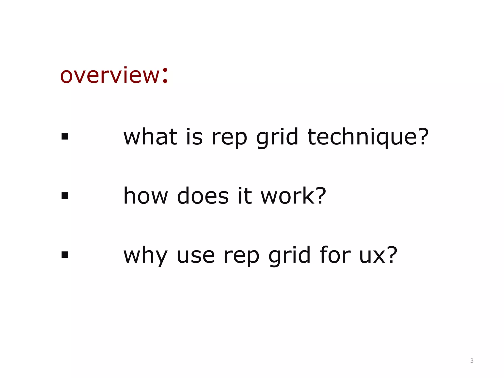 Repertory Grid: a missing UX technique? | PPTX