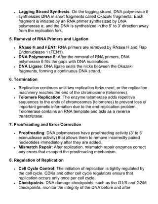 Process of Replication in Eukaryotes / Biology / notes | PDF