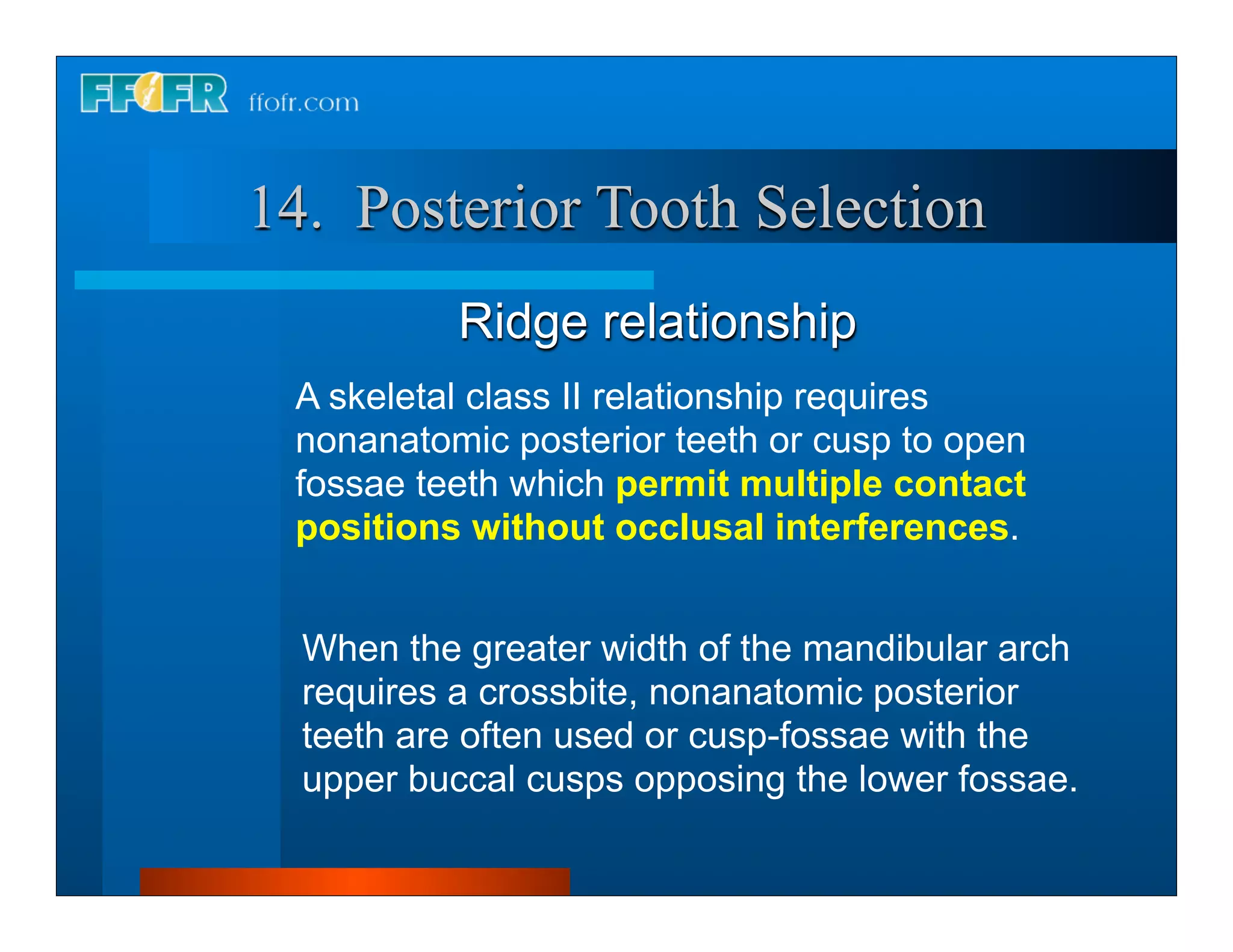 (Replace) 22.criteria for posterior tooth selection | PDF