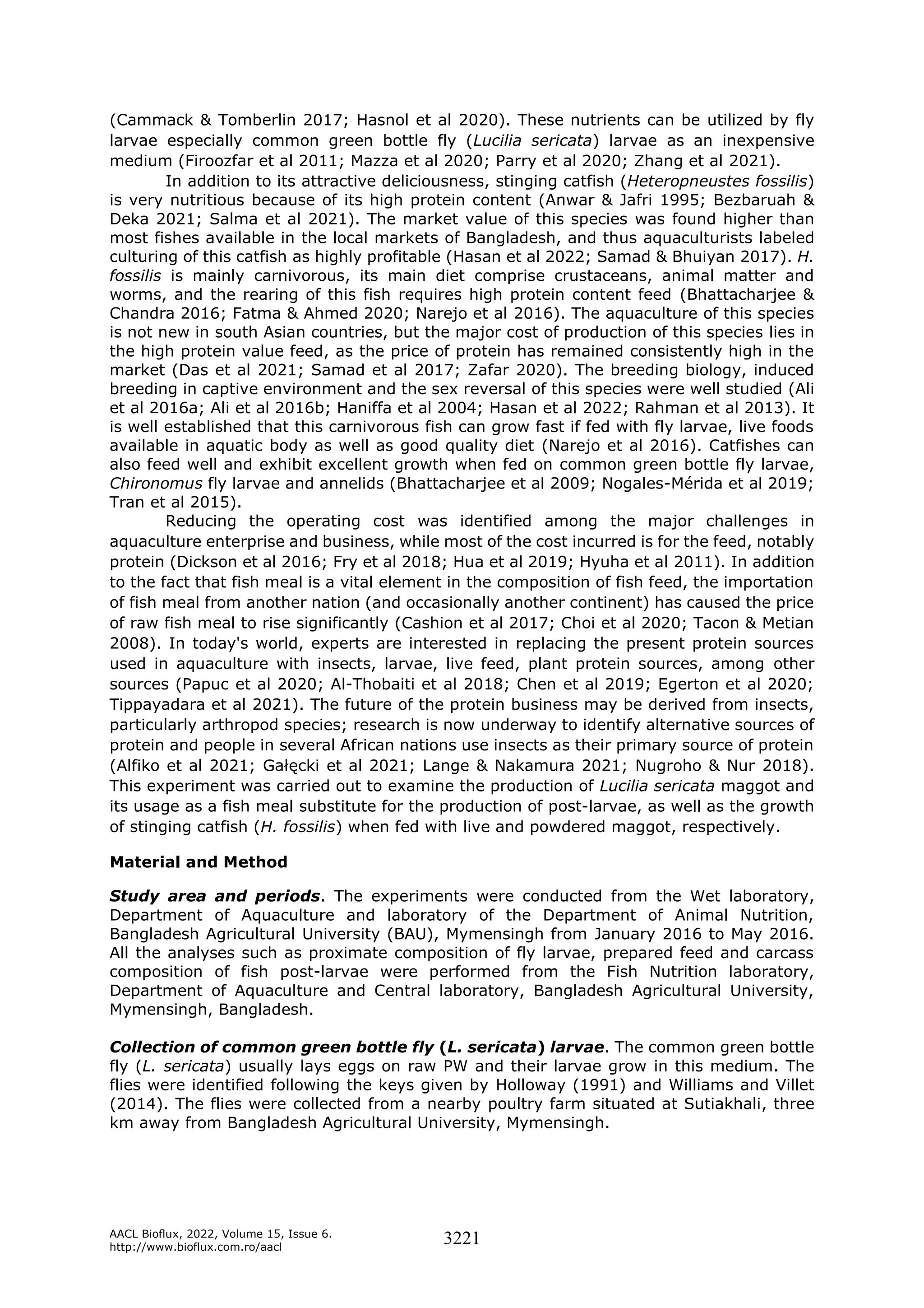 Replacement of fish meal by Lucilia sericata (Meigen, 1826) live larvae ...