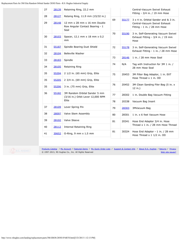 Replacement parts for 3 m elite random orbital sander 28503 parts | PDF