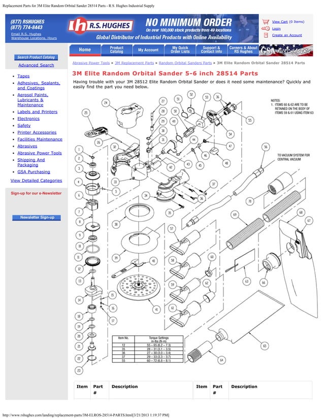 Replacement parts for 3 m elite random orbital sander 28514 parts | PDF