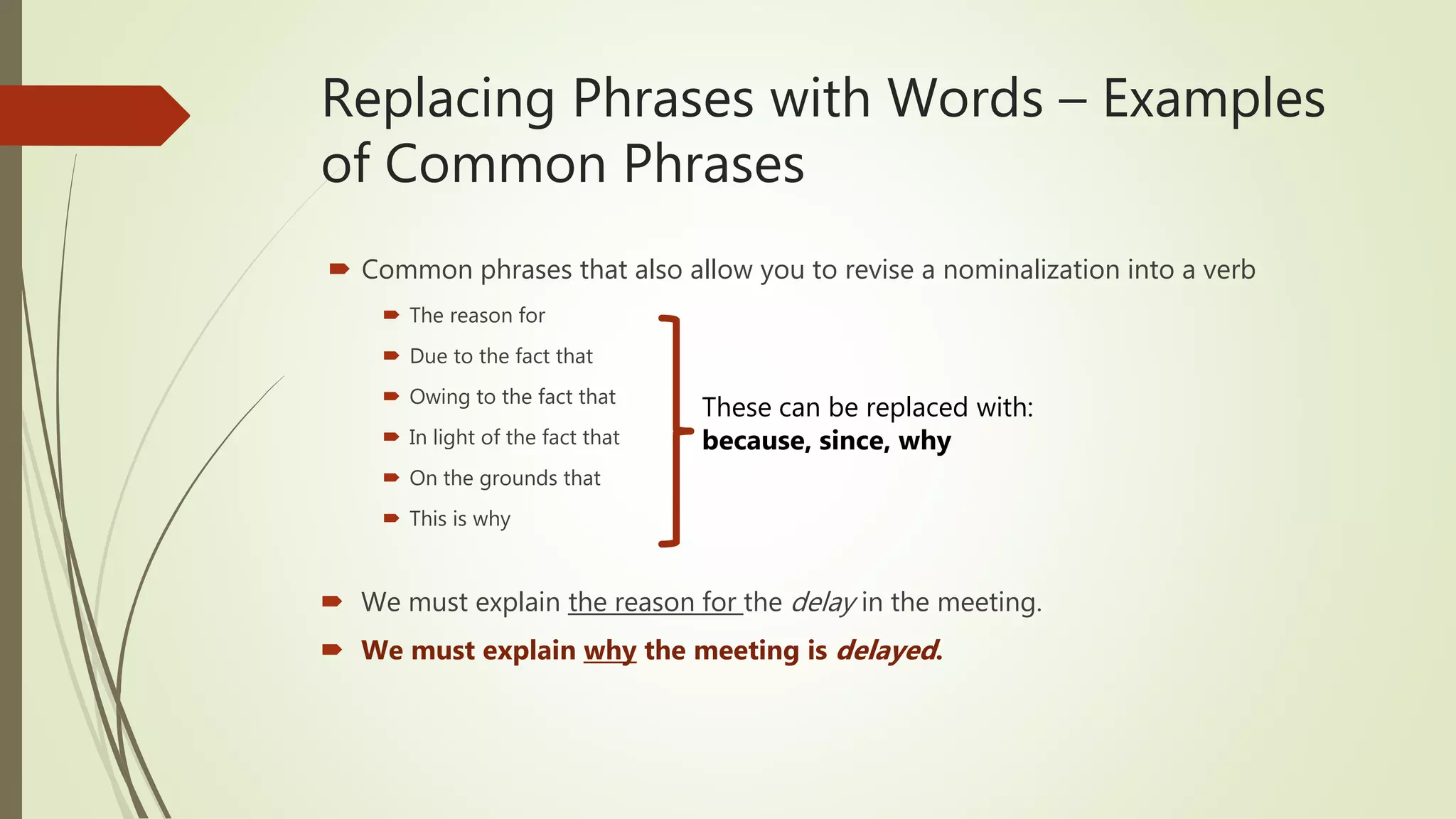 Replacing phrases with words | PPTX