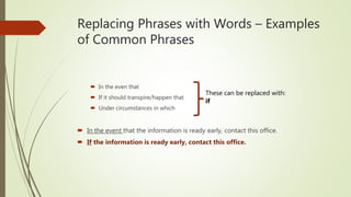 Replacing phrases with words | PPTX