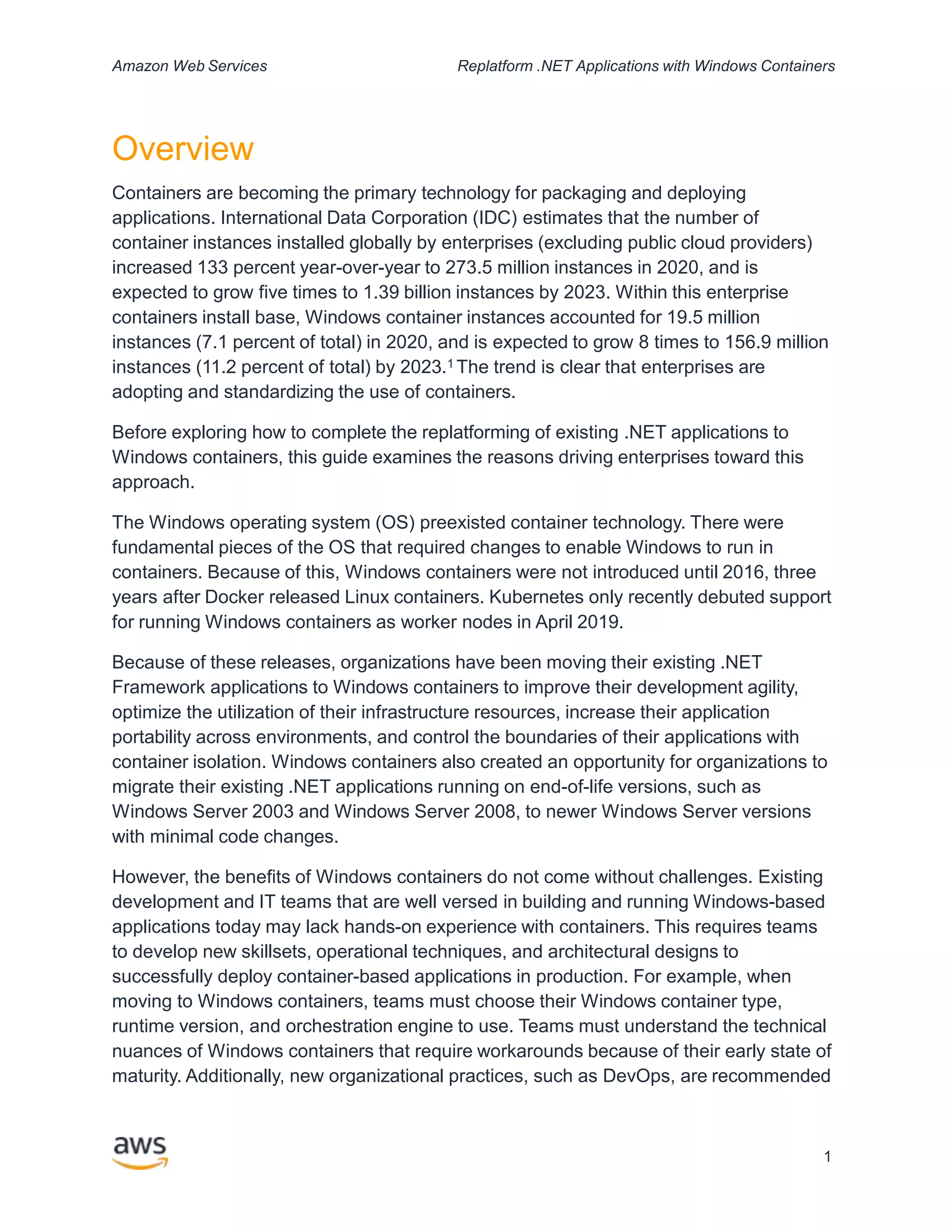 Replatform .NET Applications with Windows Containers | PDF