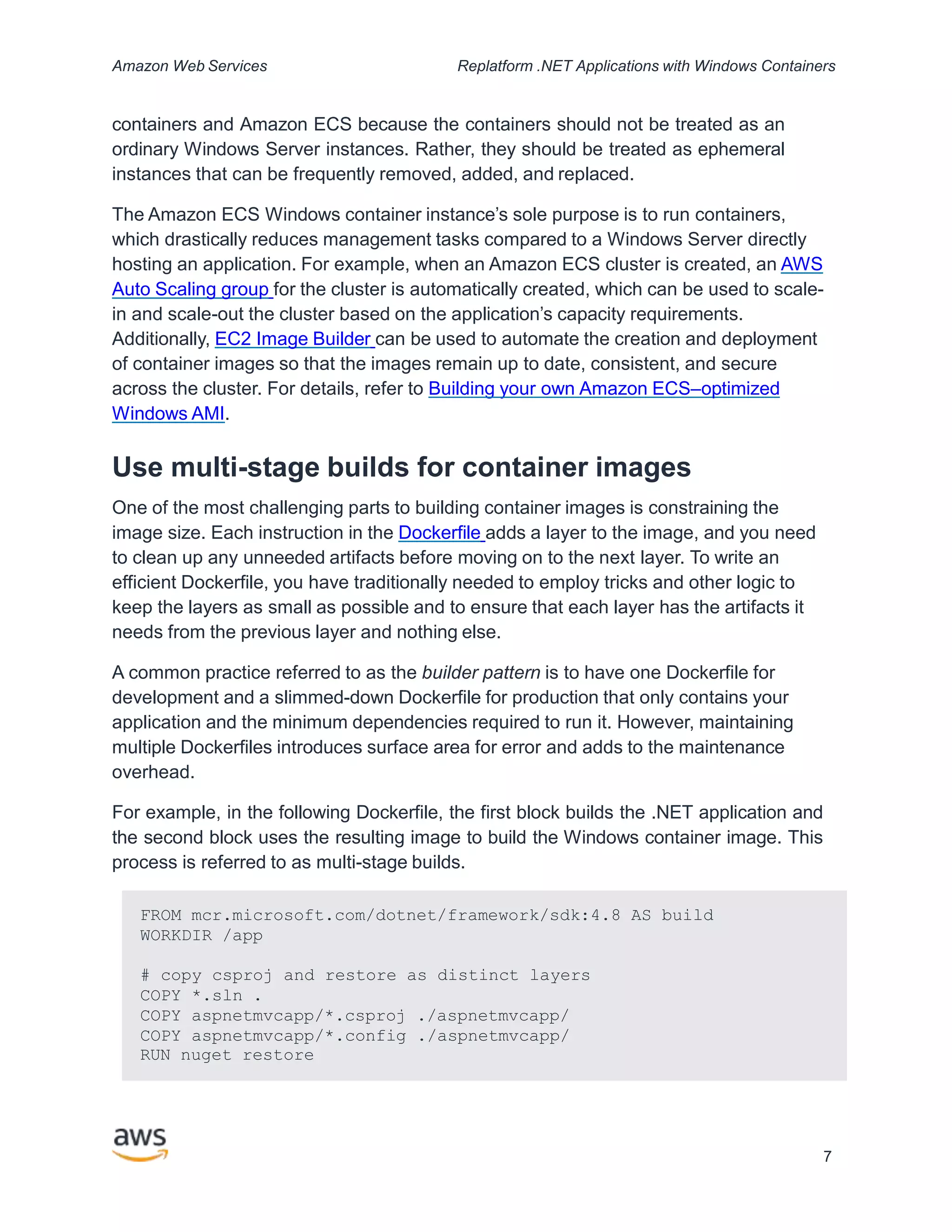Replatform .NET Applications with Windows Containers | PDF