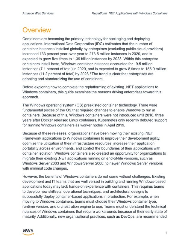 Replatform .NET Applications with Windows Containers | PDF