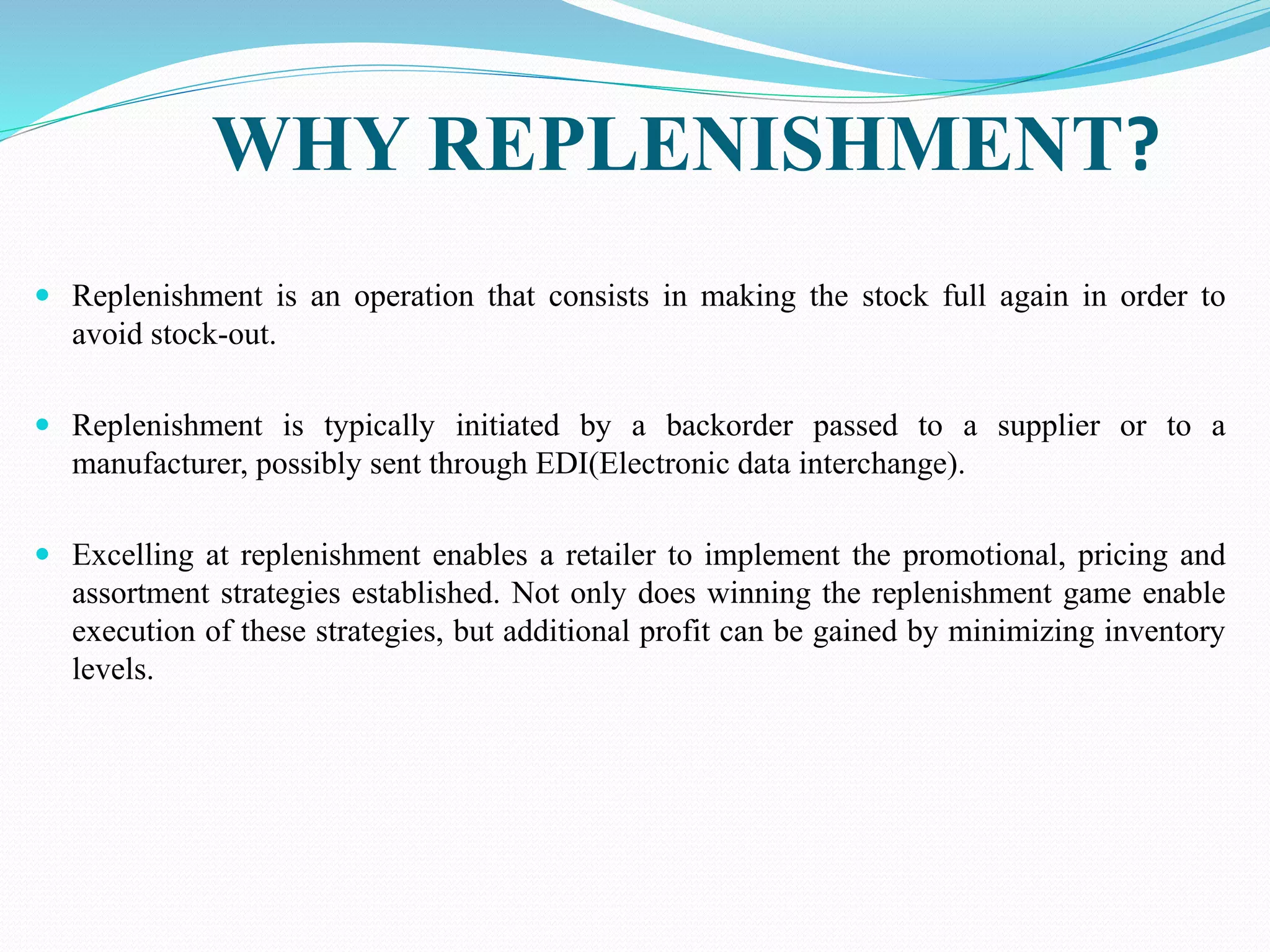 Replenishment of stock ppt | PPTX