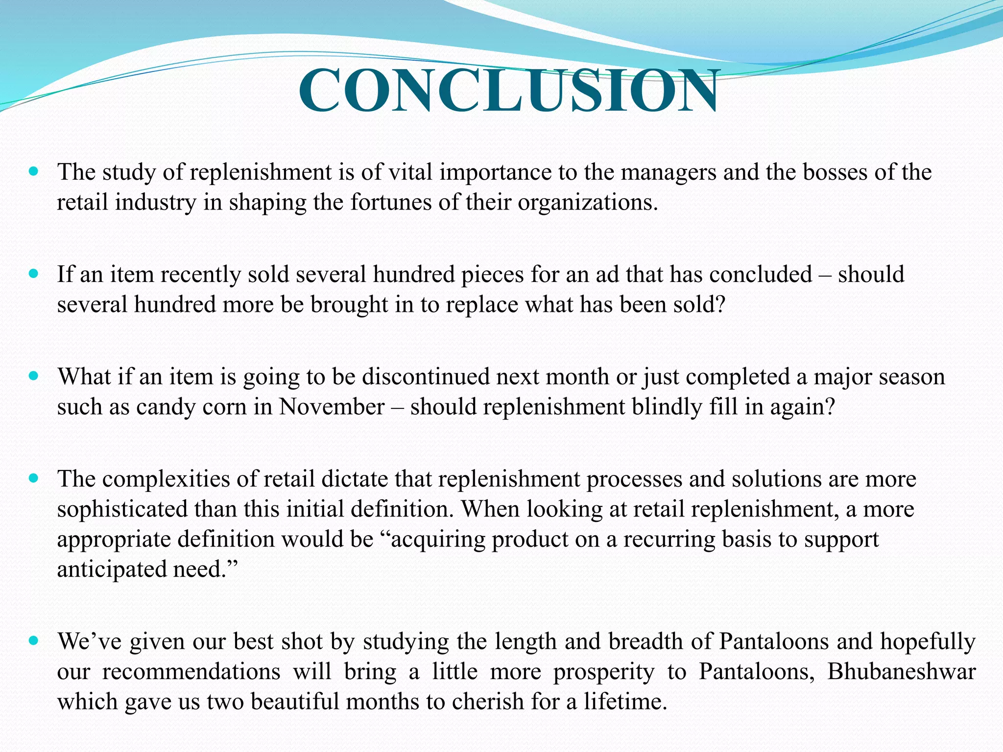 Replenishment of stock ppt | PPTX