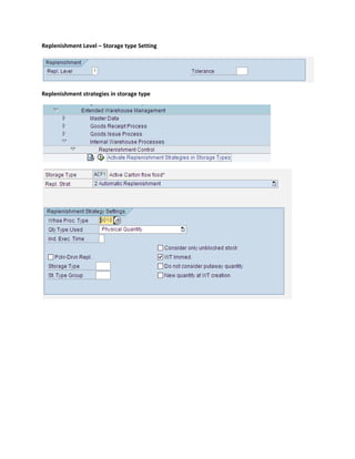 Replenishment setting in sap EWM | PDF