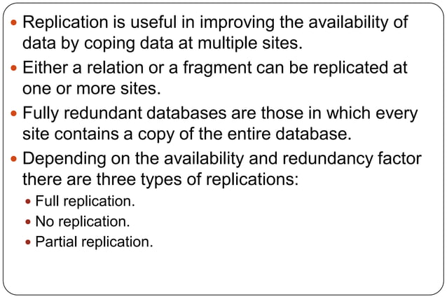 Replication in Distributed Database | PPTX