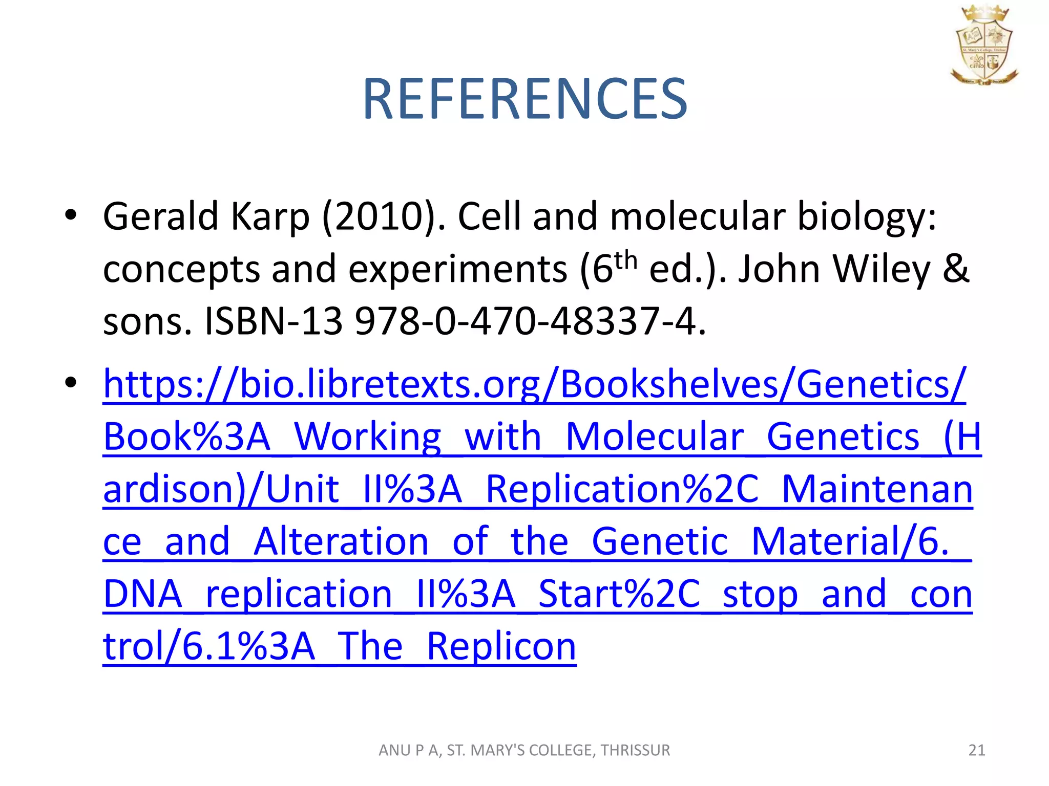 Replication in eukaryotes | PPTX